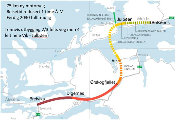 Oppstart av namnesak 2022/155– namn på konstruksjonar på E39 i Vestnes og Molde kommunar ...